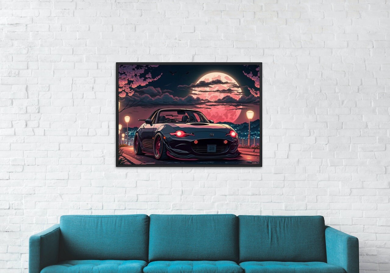 Mazda Miata MX5 Anime Prints Wall Art for Kids Boys Room, JDM Car ...