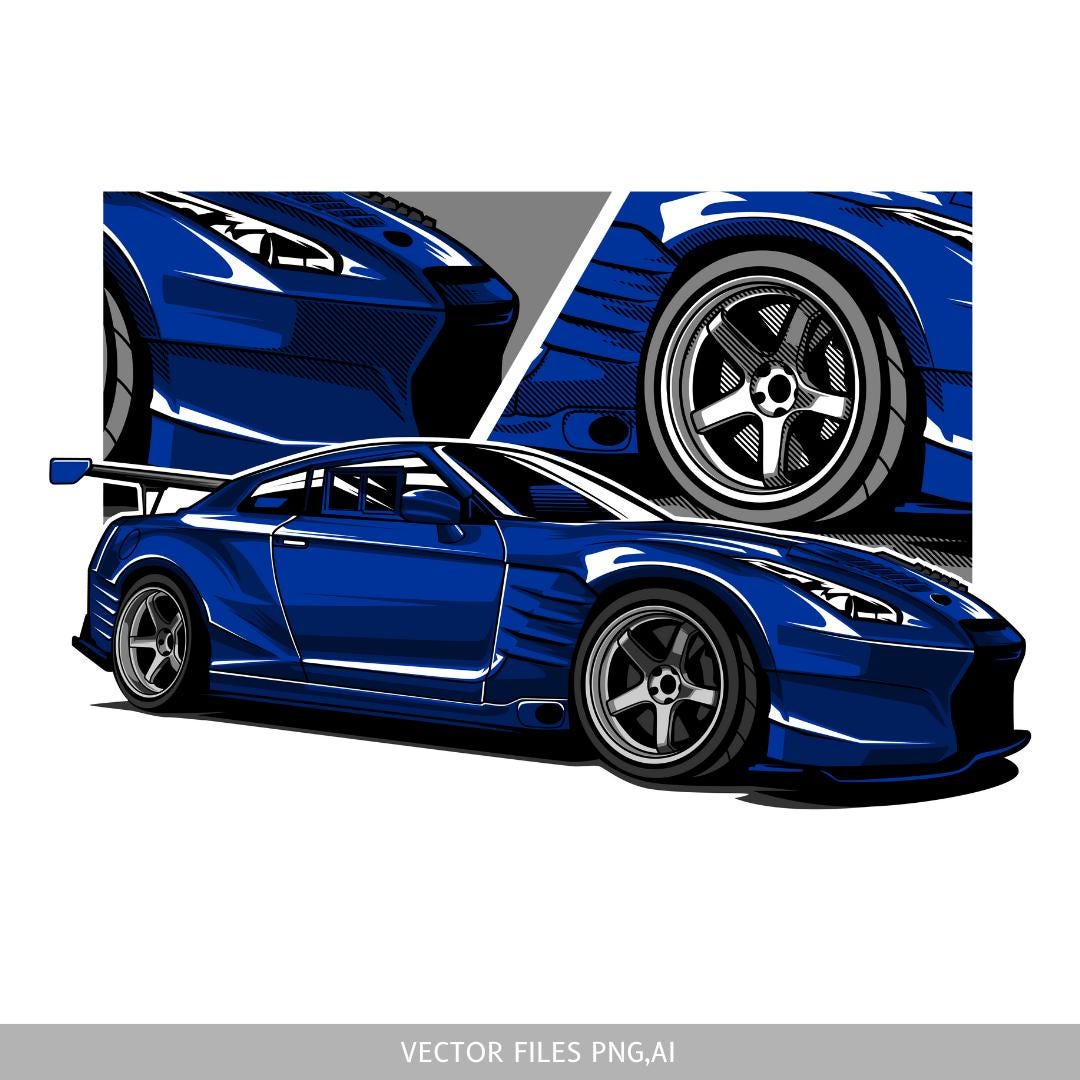 Nissan Gtr R35 R34 R33 Download JDM Blue Graphic Instant Download PNG ...