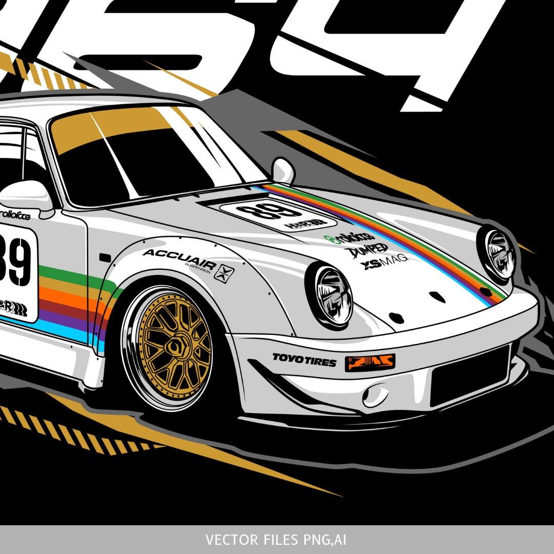 Porsche 964 911 GT3 GT4 German Legend Graphic Instant Download PNG, AI ...