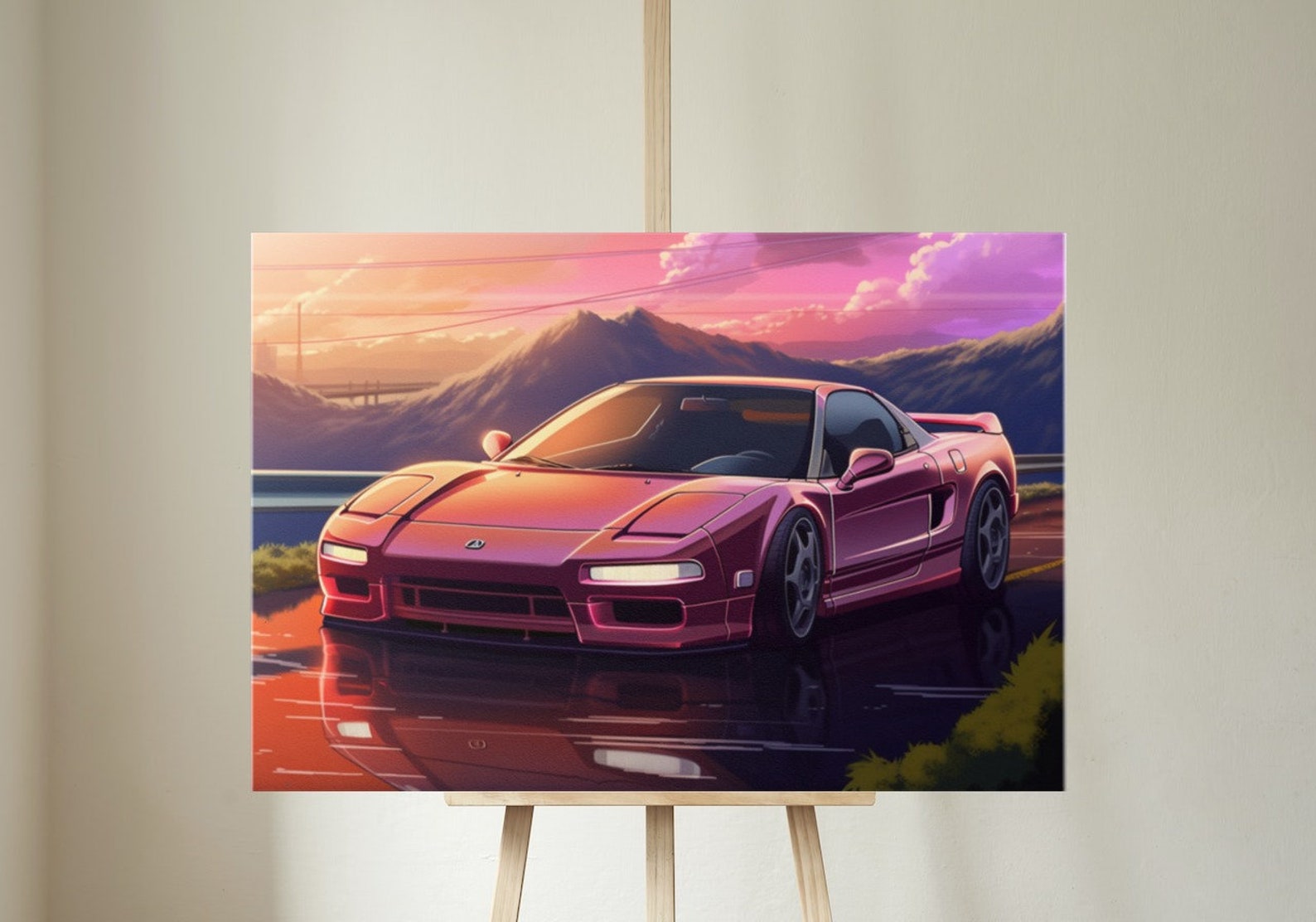 Honda NSX Anime Style Car Posters Illustration Prints Wall Art for Kids ...