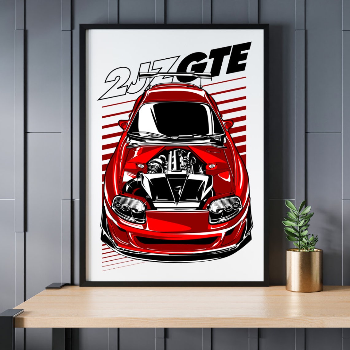 Toyota Supra MK4 Vector Art 2JZ Posters Illustration Prints Wall Art ...