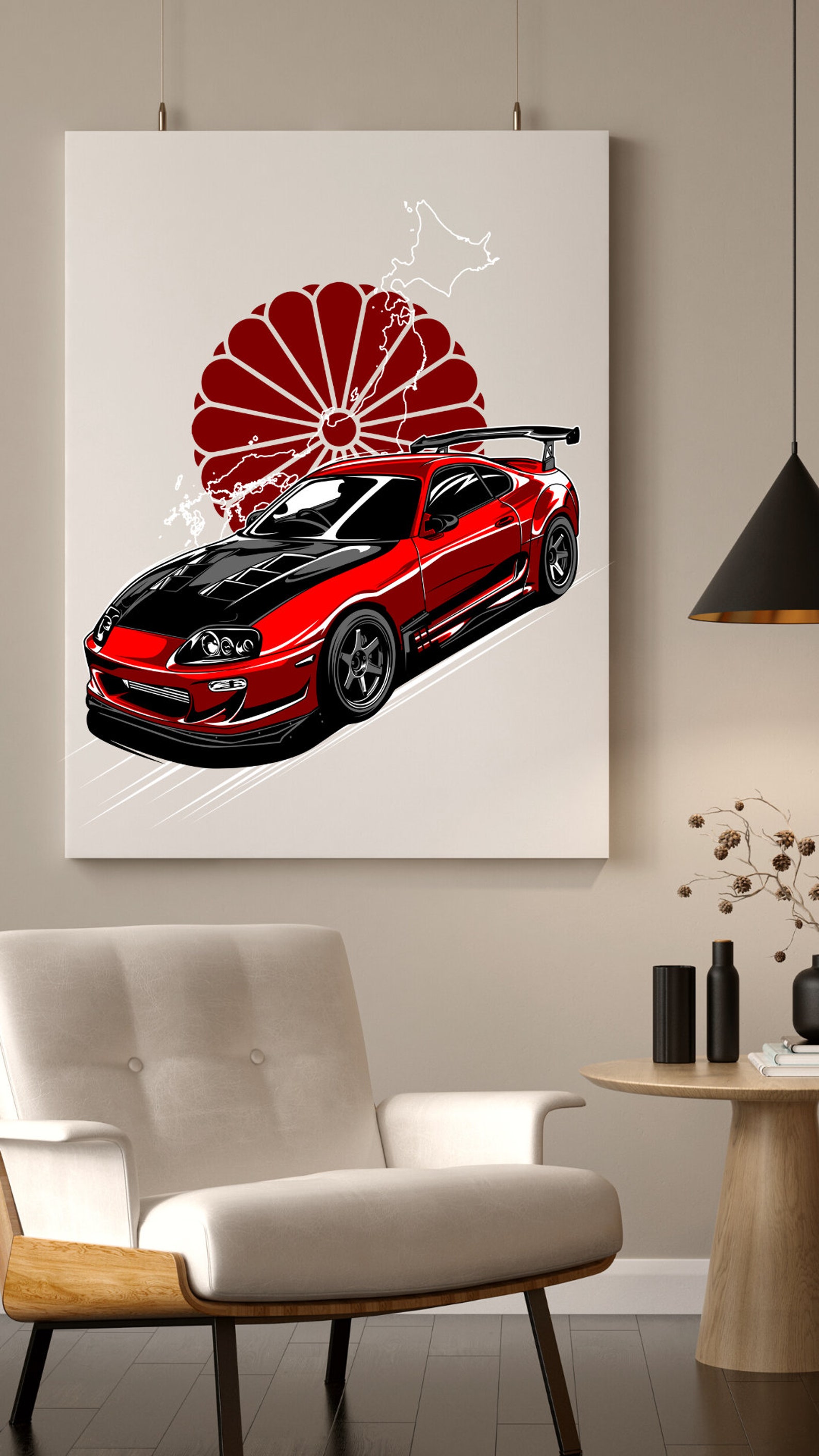 Toyota Supra MK4 JDM Digital Posters Illustration Prints Wall Art Kids ...