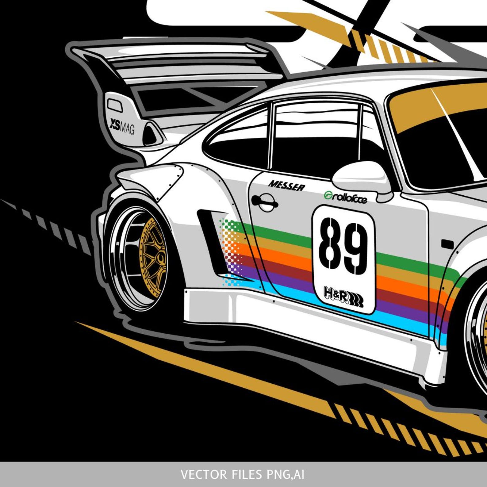 Porsche 964 911 GT3 GT4 German Legend Graphic Instant Download PNG, AI ...