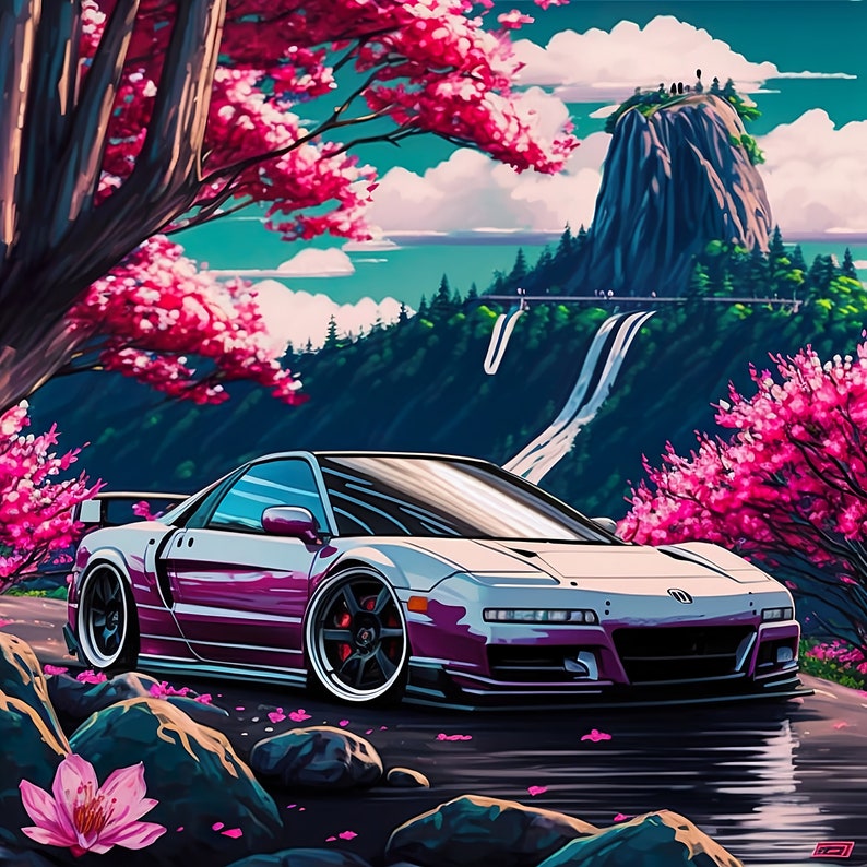Honda NSX Anime Style Car Posters Illustration Prints Wall Art - Etsy