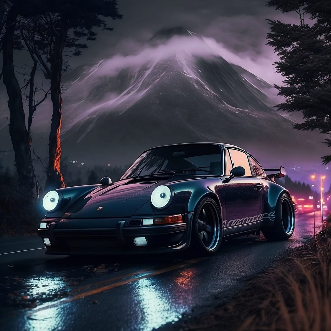 Porsche 911 Digital Car Guy Posters Illustration Prints Wall Gift Art ...