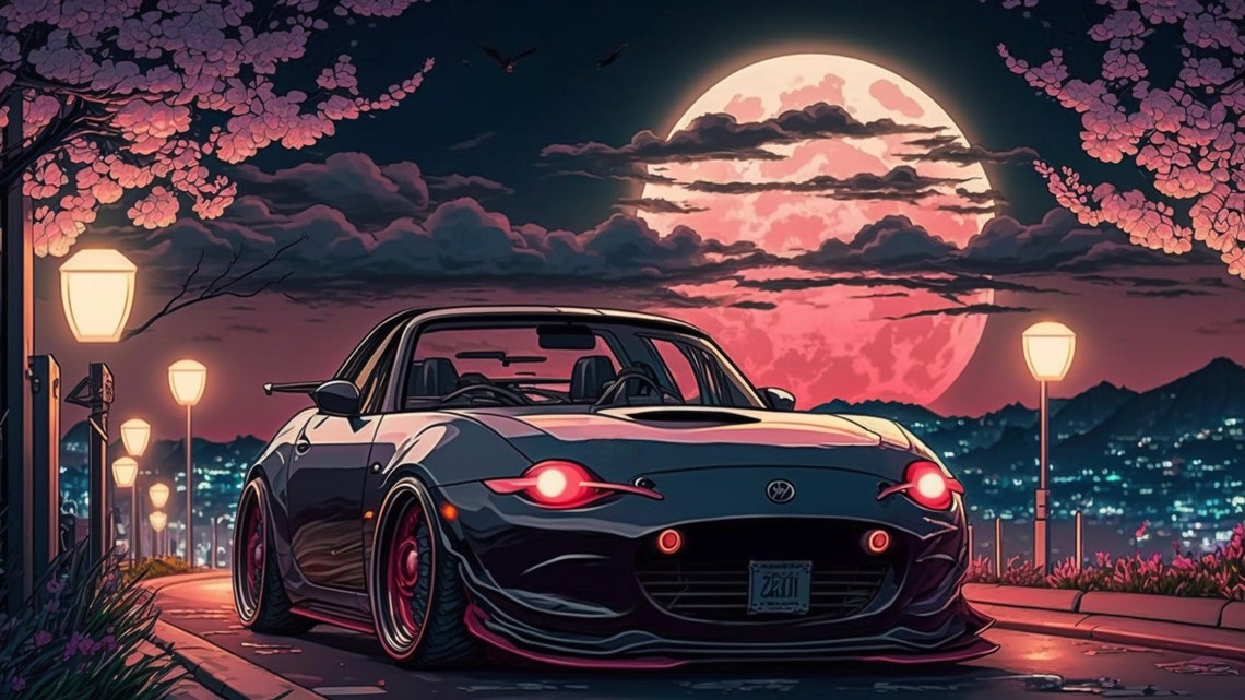 Mazda Miata MX5 Anime Prints Wall Art for Kids Boys Room, JDM Car ...