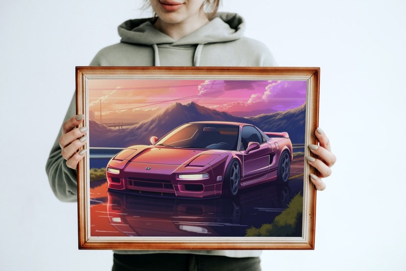 Honda NSX Anime Style Car Posters Illustration Prints Wall Art for Kids ...