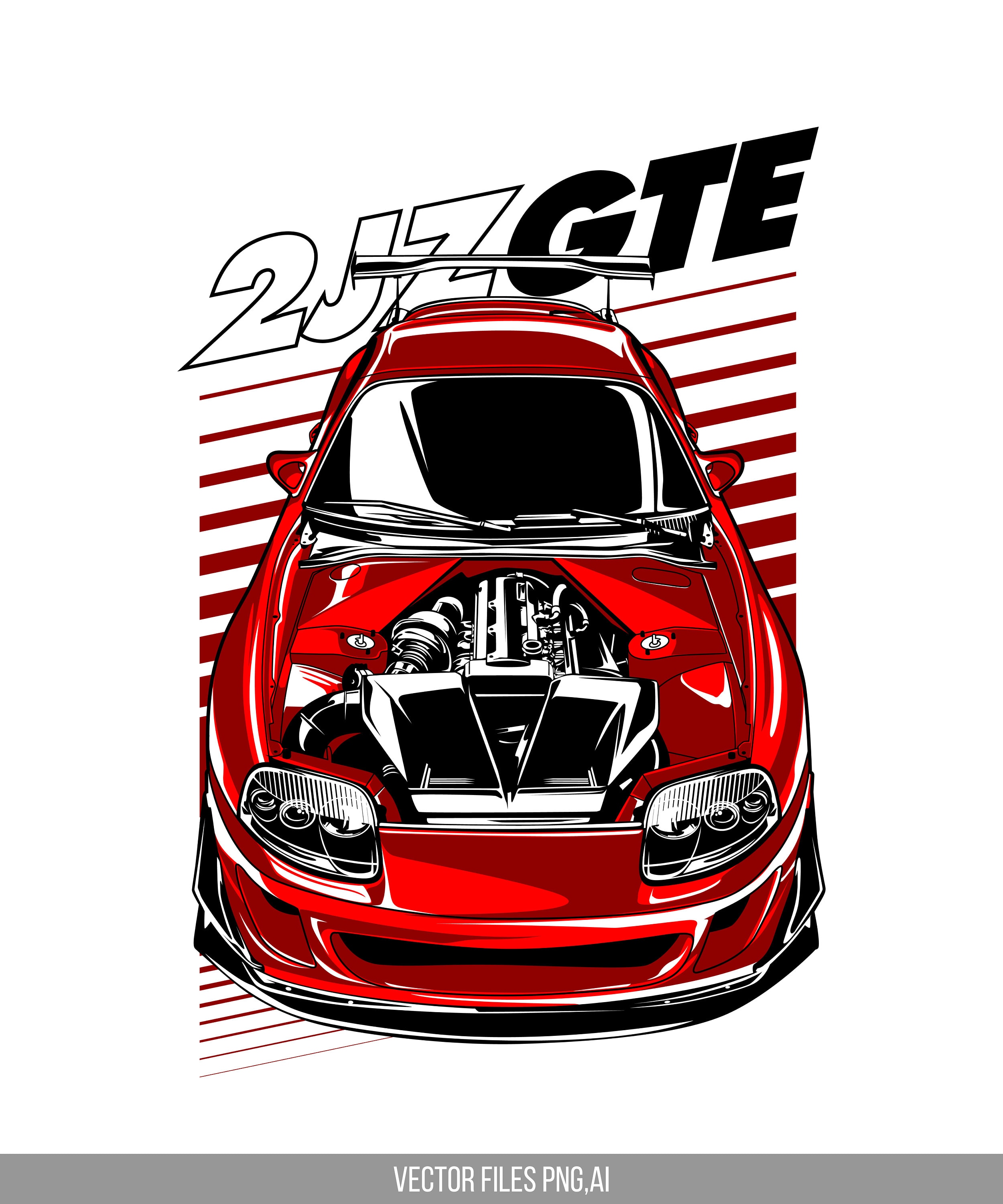 Toyota Supra MK4 Vector Art 2JZ Posters Illustration Prints Wall Art ...