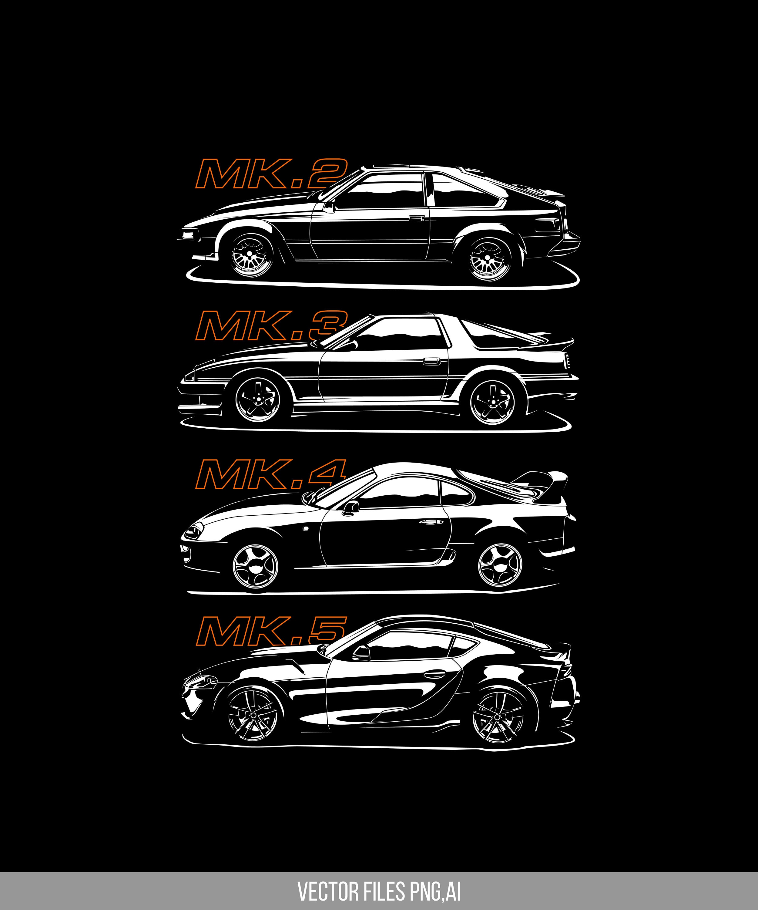 Toyota Supra Legacy JDM Anime Style Posters Illustration Prints Wall ...