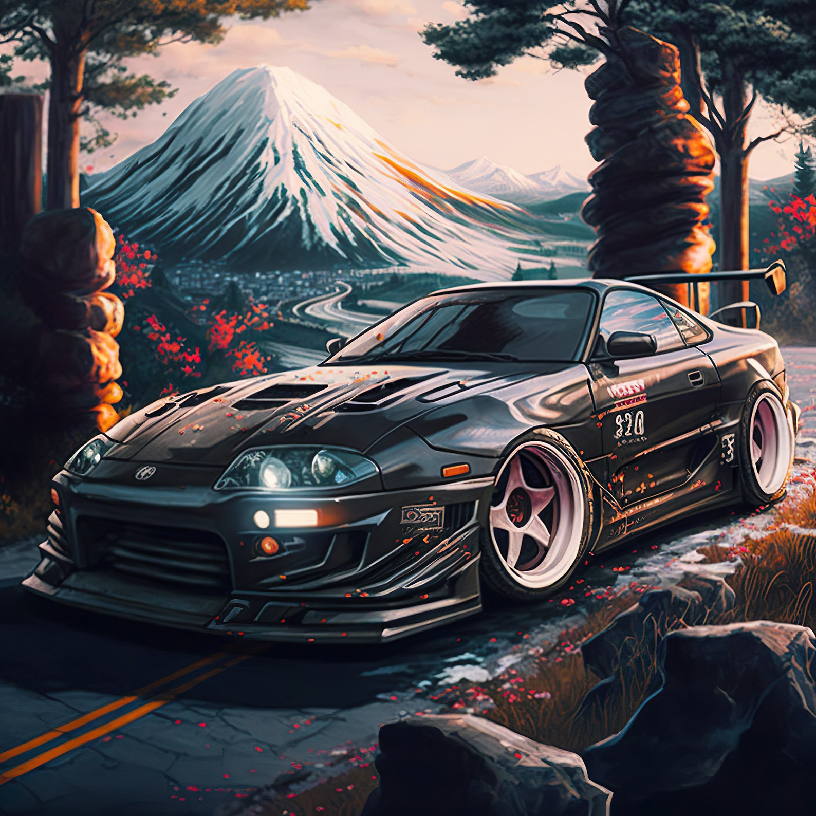 Toyota Supra MK4 JDM Anime Style Posters Illustration Prints Wall Art ...