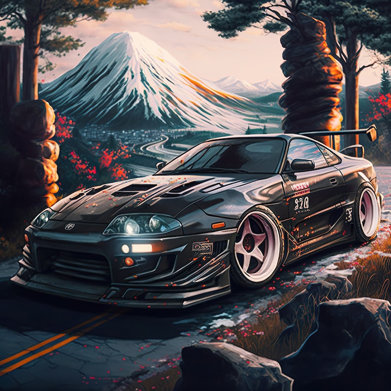 Toyota Supra MK4 JDM Anime Estilo Carteles Ilustración Impresiones Arte ...
