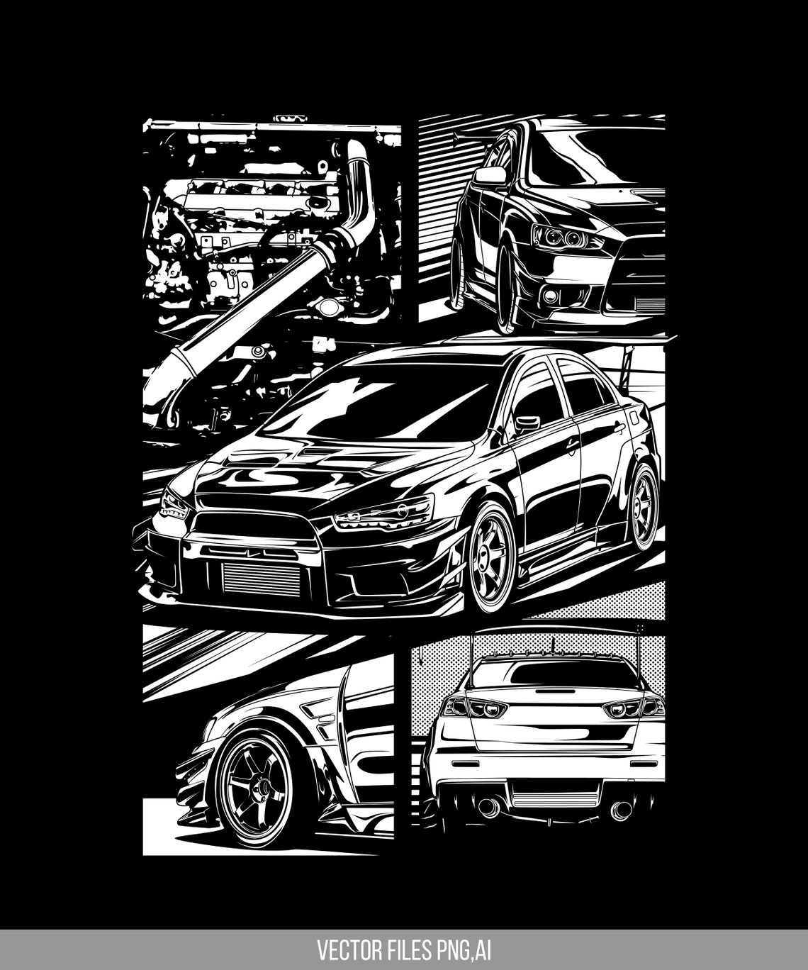 Mitsubishi EVO X Digital Download Posters Illustration Prints Wall Art ...
