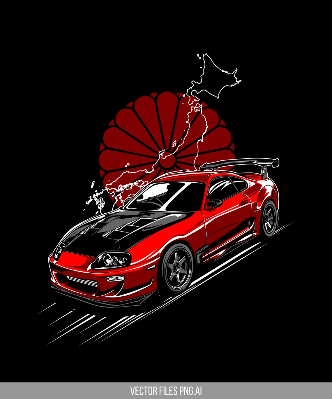 Toyota Supra MK4 JDM Digital Posters Illustration Prints Wall Art Kids ...