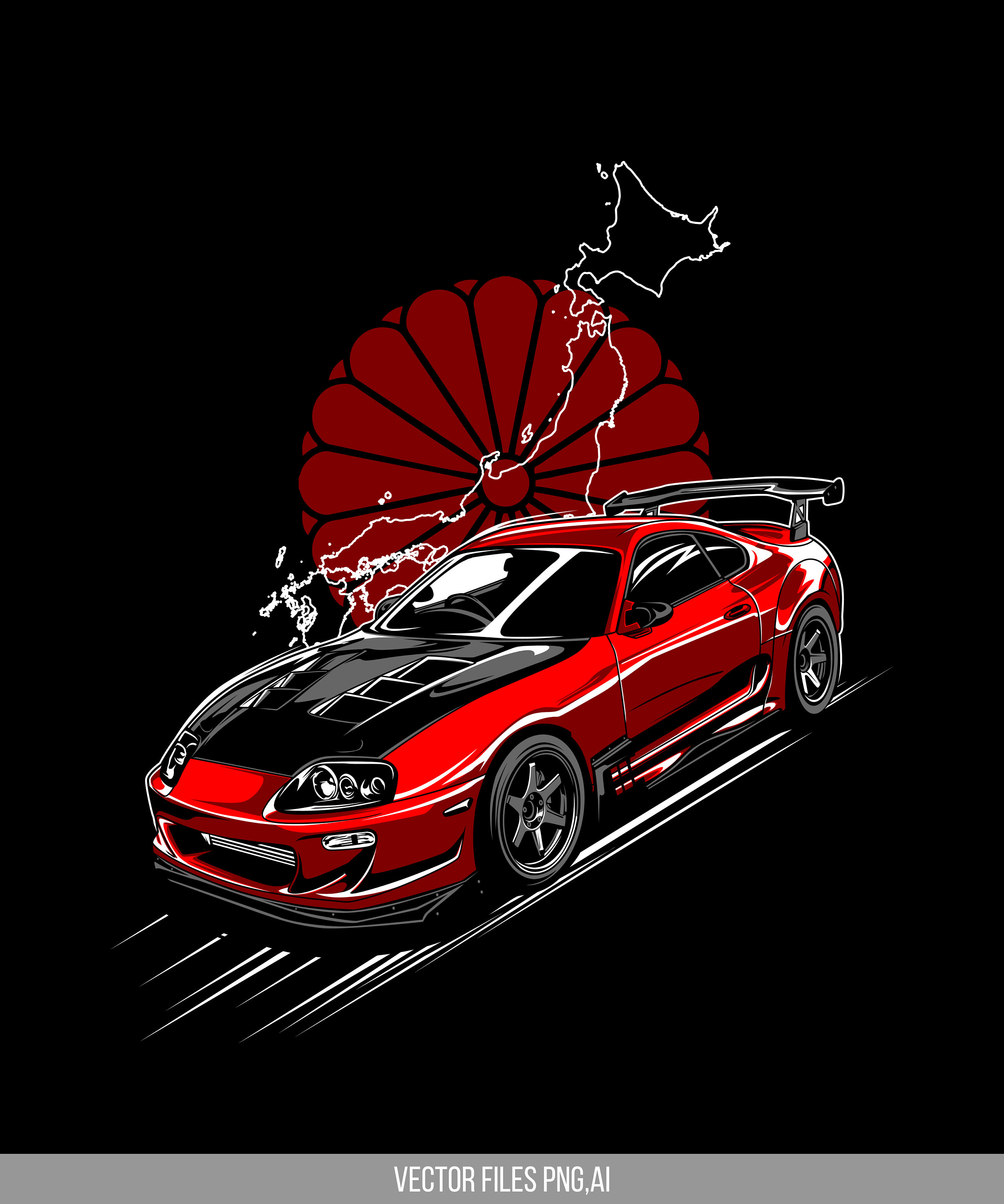 Toyota Supra MK4 JDM Digital Posters Illustration Prints Wall Art Kids ...