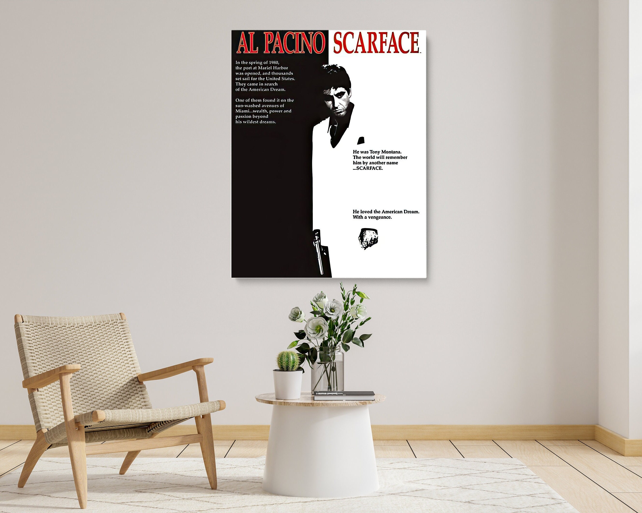 Scarface Canvas, Tony Montana Canvas Wall Art, Al Pacino Canvas Wall Art, Movie Canvas Wall Art ...