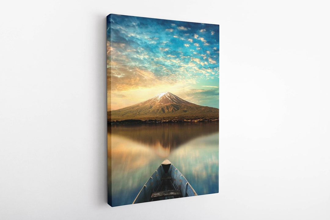 Mount Fuji Poster, Mt Fuji Sunrise With Fisherman Print, Asia, HIGH ...