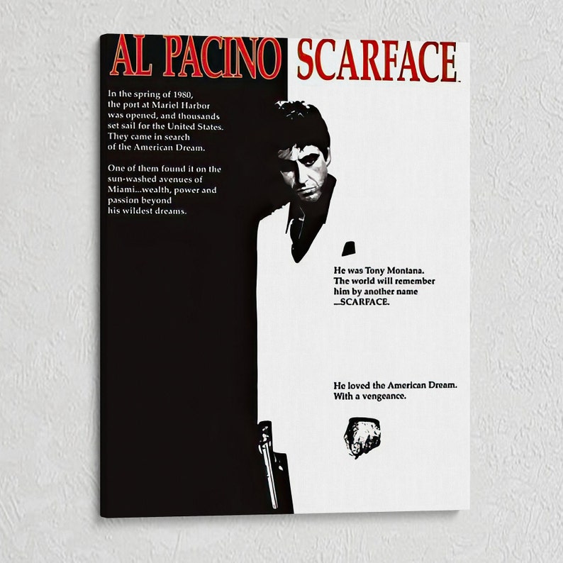 Scarface Canvas Tony Montana Canvas Wall Art Al Pacino - Etsy