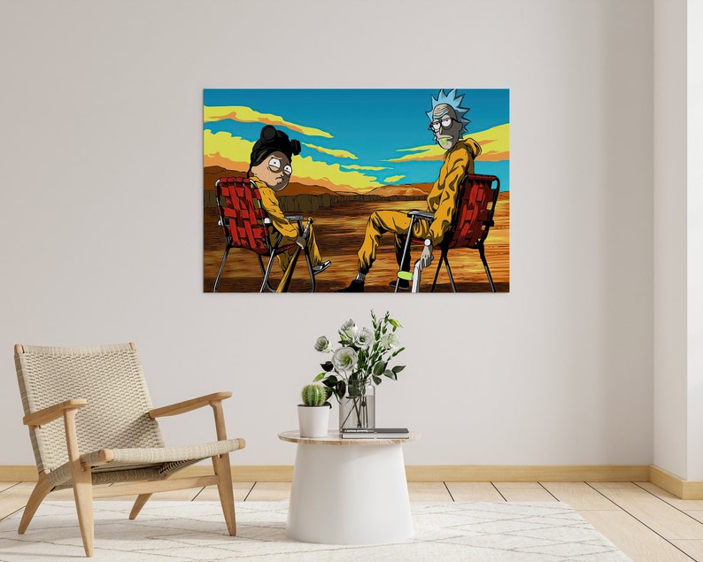 Rick and Morty Breaking Bad, Rick & Morty Wall Art, Cartoon Canvas Wall ...