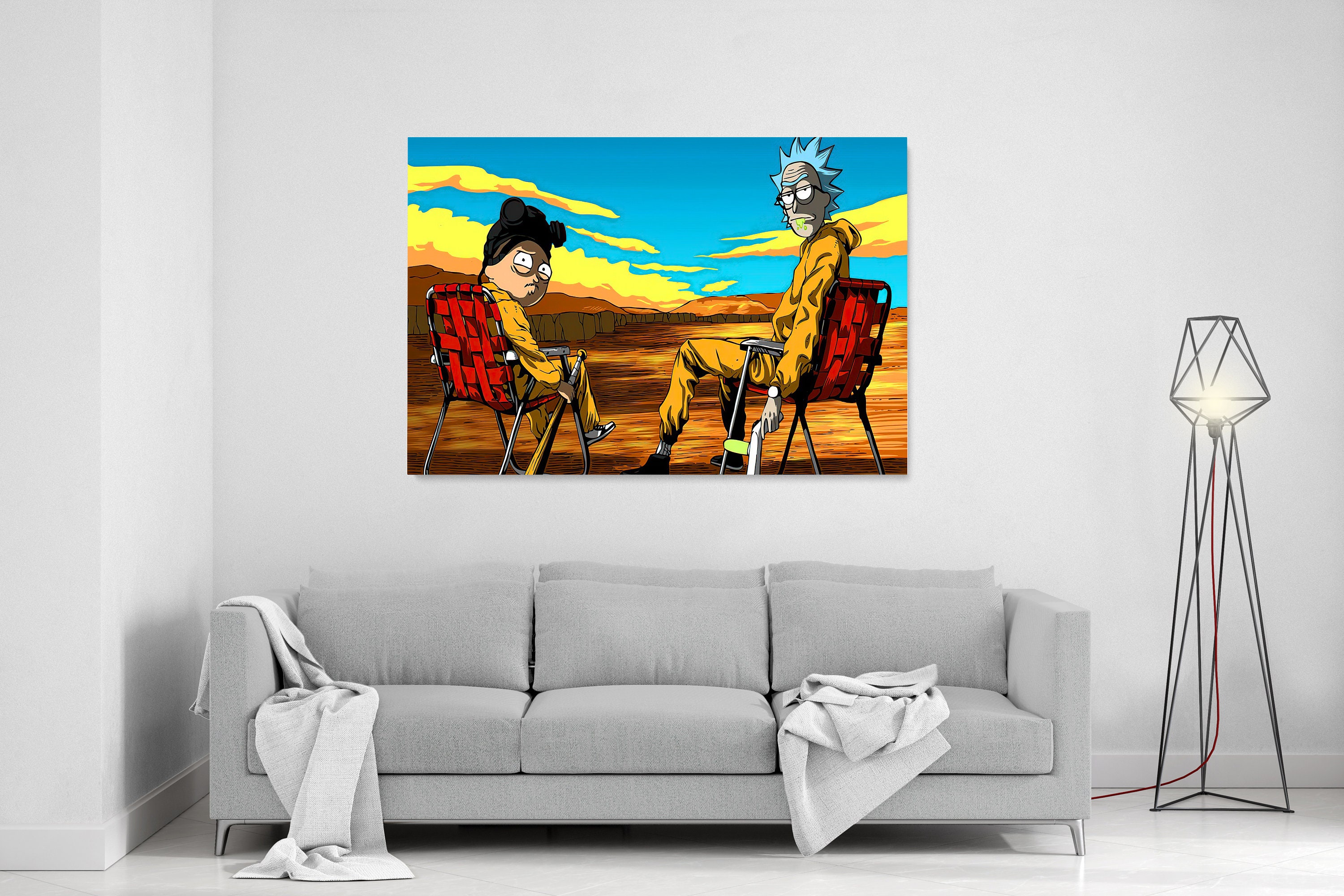 Rick and Morty Breaking Bad, Rick & Morty Wall Art, Cartoon Canvas Wall ...