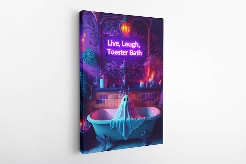 Live, Laugh, Toaster Bath - Tropical Gothic Bathroom Canvas, Funny ...