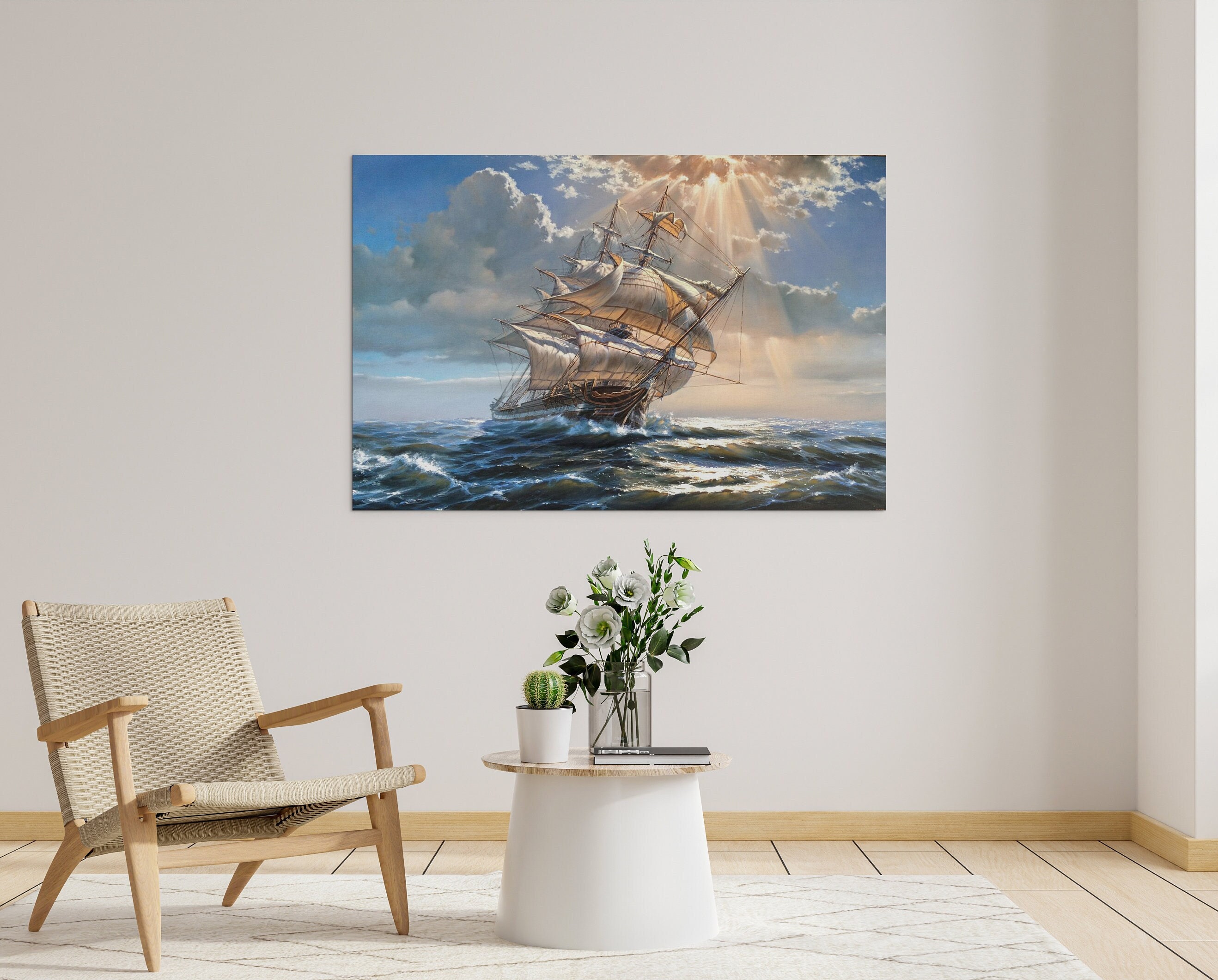 Ship Canvas, Ship Canvas Wall Art, Sea Canvas Wall Art, Framed Canvas ...