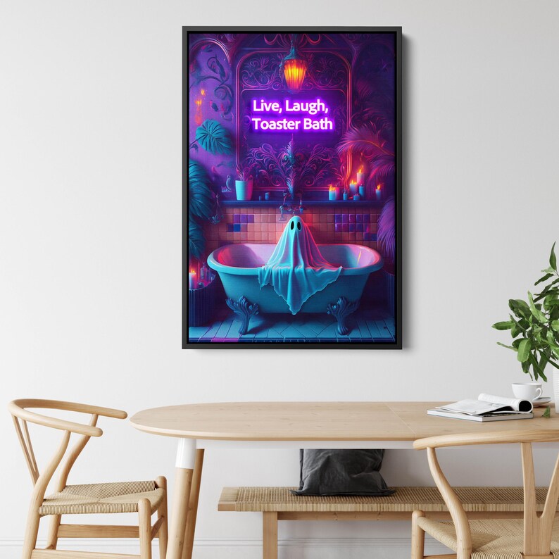 Live, Laugh, Toaster Bath Tropical Gothic Bathroom Canvas, Funny Ghost ...