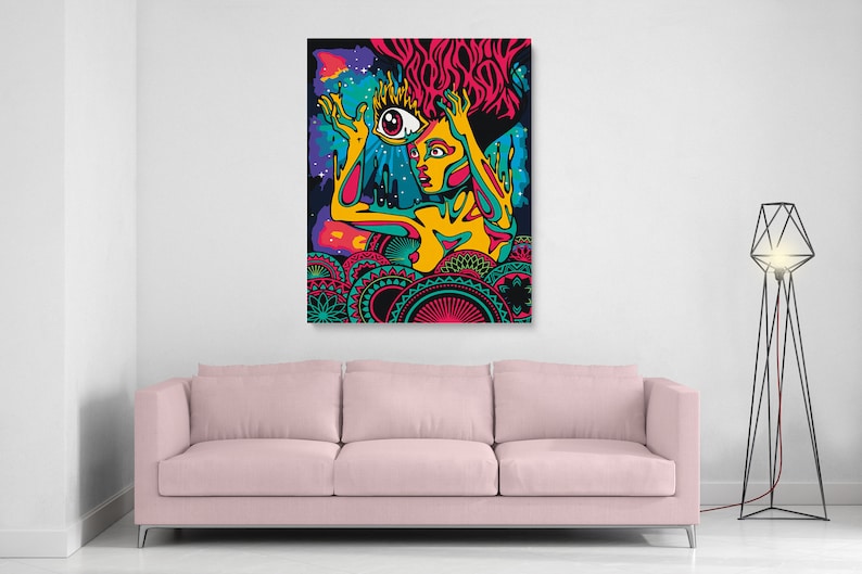 Third Eye Trippy, Psychedelic Canvas, Music Canvas Wall Art, Framed ...