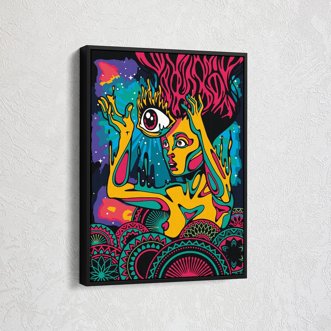 Third Eye Trippy, Psychedelic Canvas, Music Canvas Wall Art, Framed ...