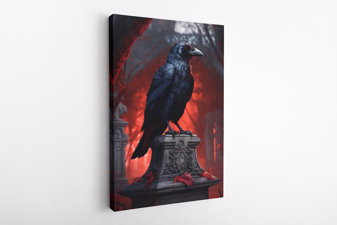 Red Eye Raven Wall Art, Halloween Decor, Gothic Wall Decor, Gothic ...