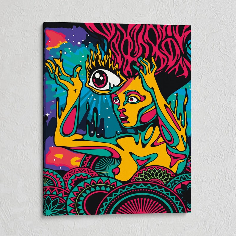 Third Eye Trippy, Psychedelic Canvas, Music Canvas Wall Art, Framed ...