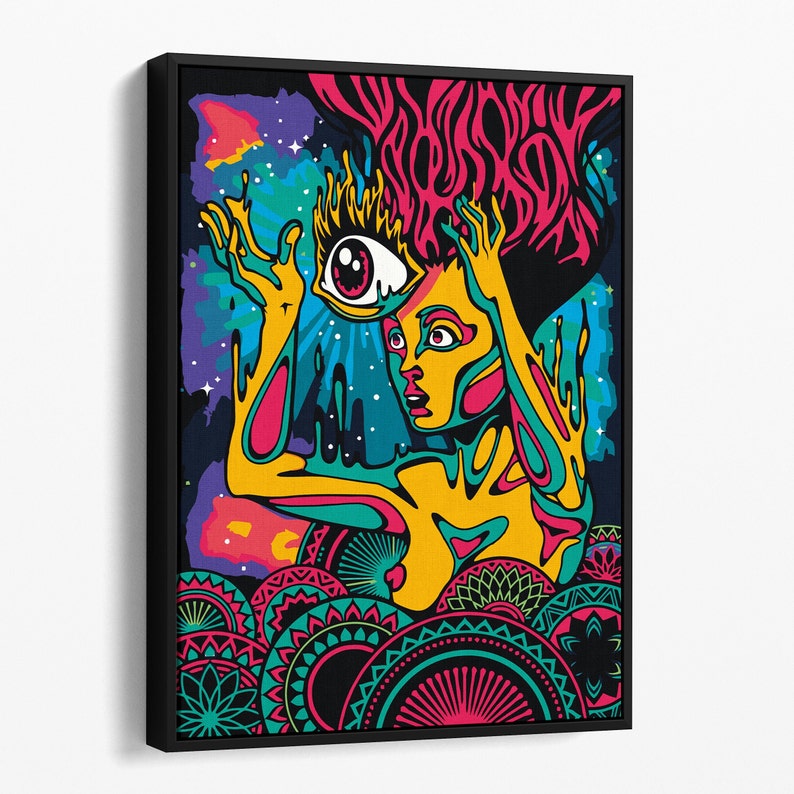 Third Eye Trippy, Psychedelic Canvas, Music Canvas Wall Art, Framed ...