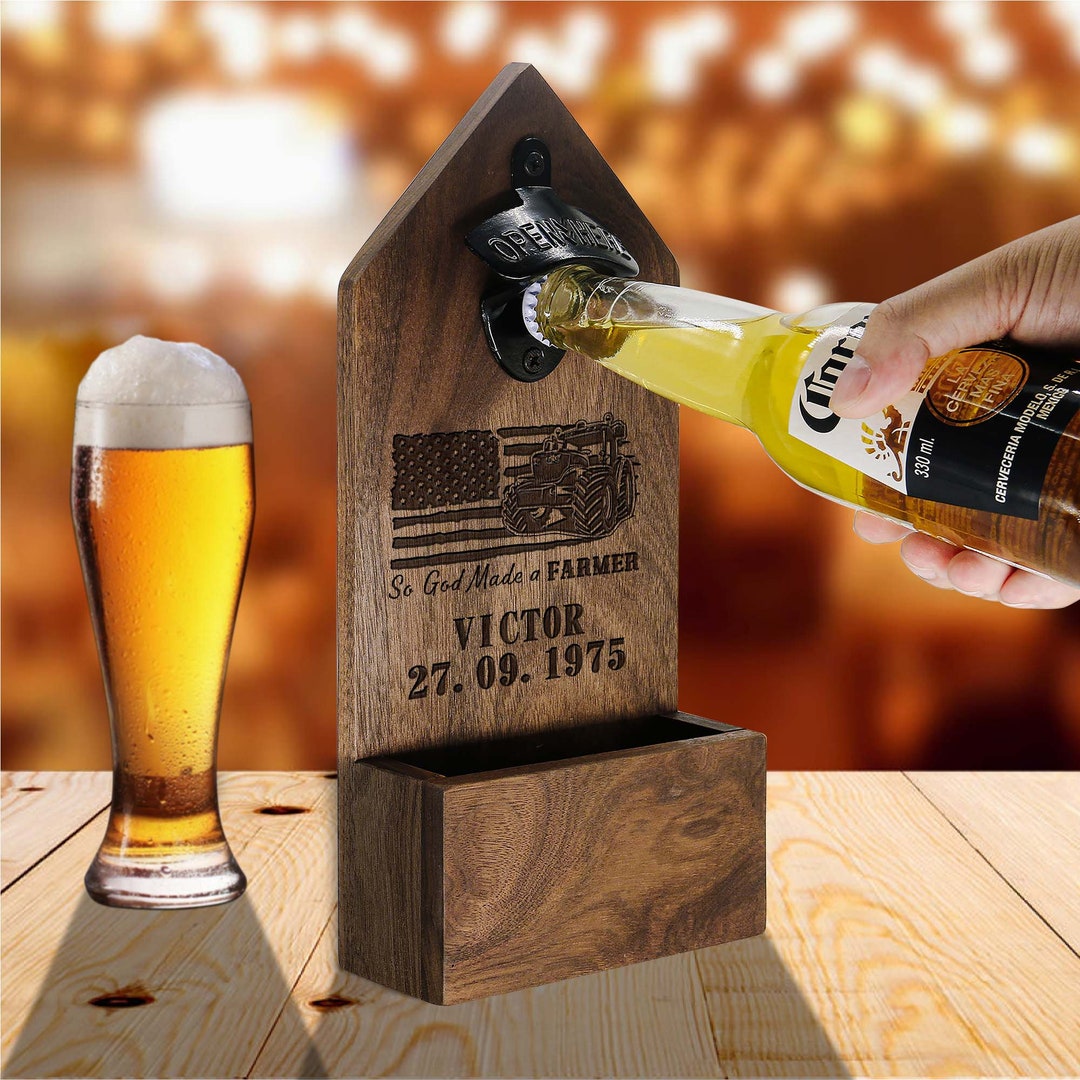 Custom Farmer Gifts for Dad, Wall Mounted Bottle Opener, Beer Bottle ...
