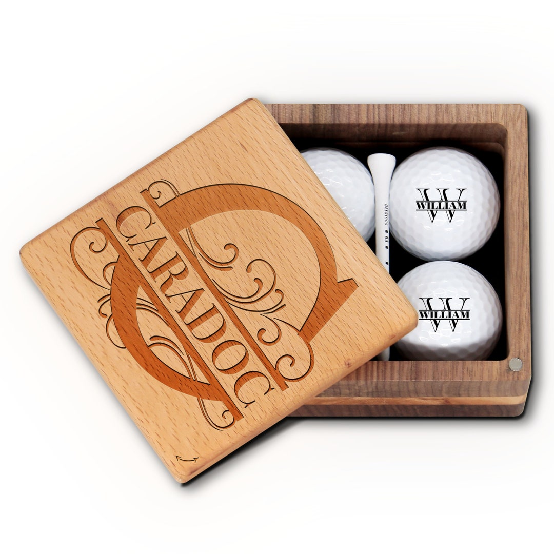 Customized Alphabet Name, Golf Ball Marker Gift With Luxury Wooden Box ...