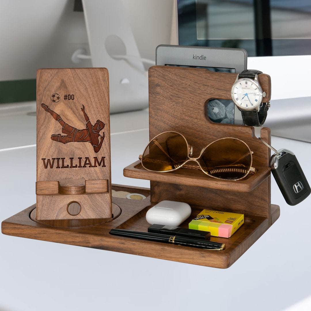 Personalized Soccer Desk Organizer, Docking Station, Phone Stand ...