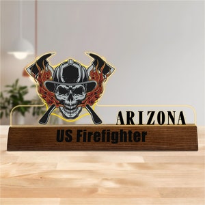 Customized Firefighter Desk Name Plate, Personalized Fireman Nameplate ...