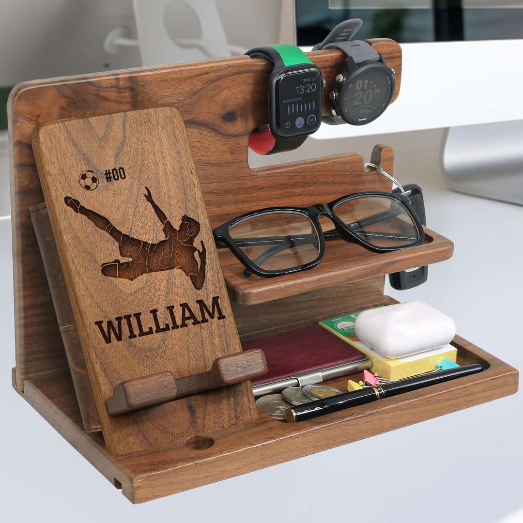 Customized Soccer Gift, Docking Station Organizer, Phone Stand, Soccer ...