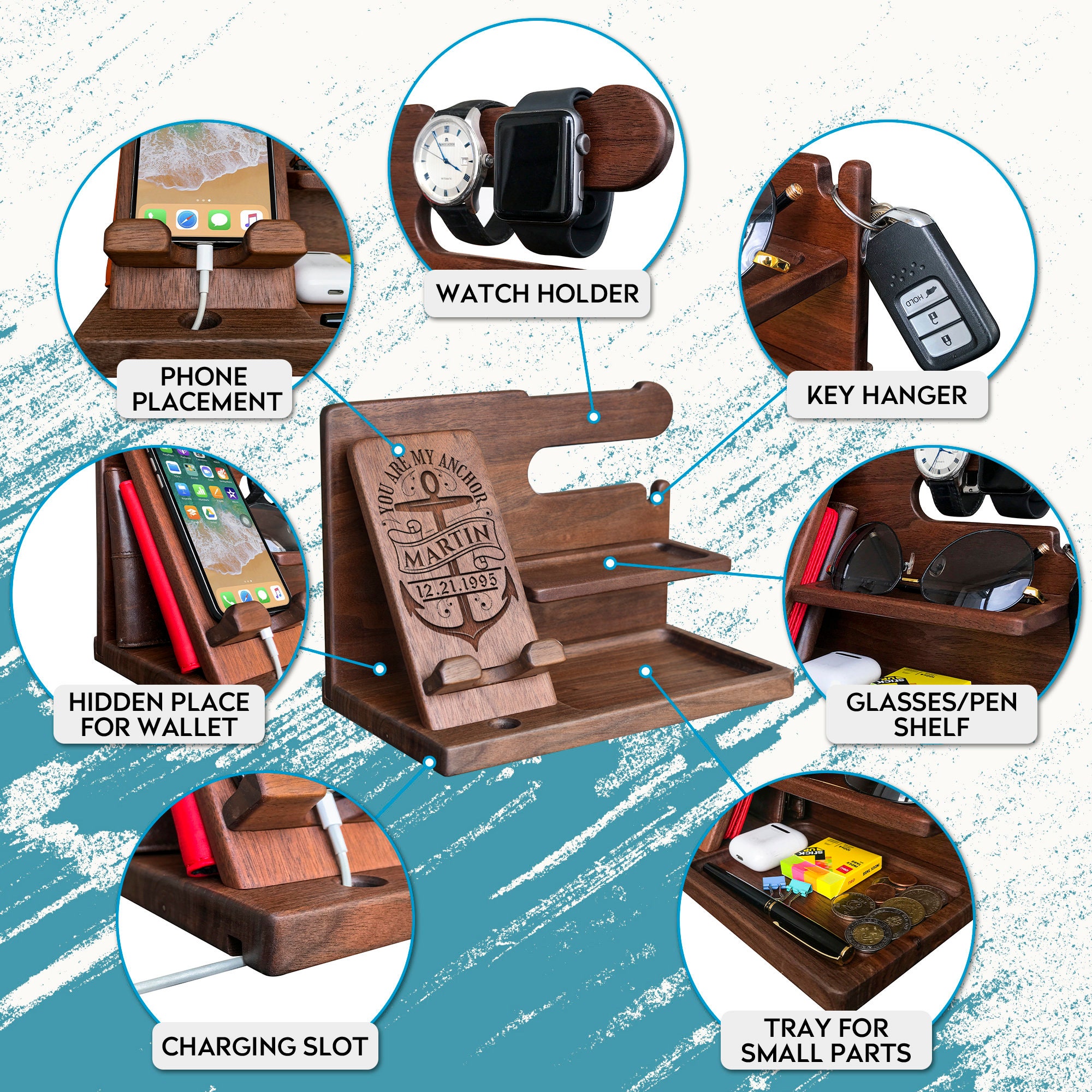 Personalized Gifts for Engineer Wood Phone Docking Station, Desk ...