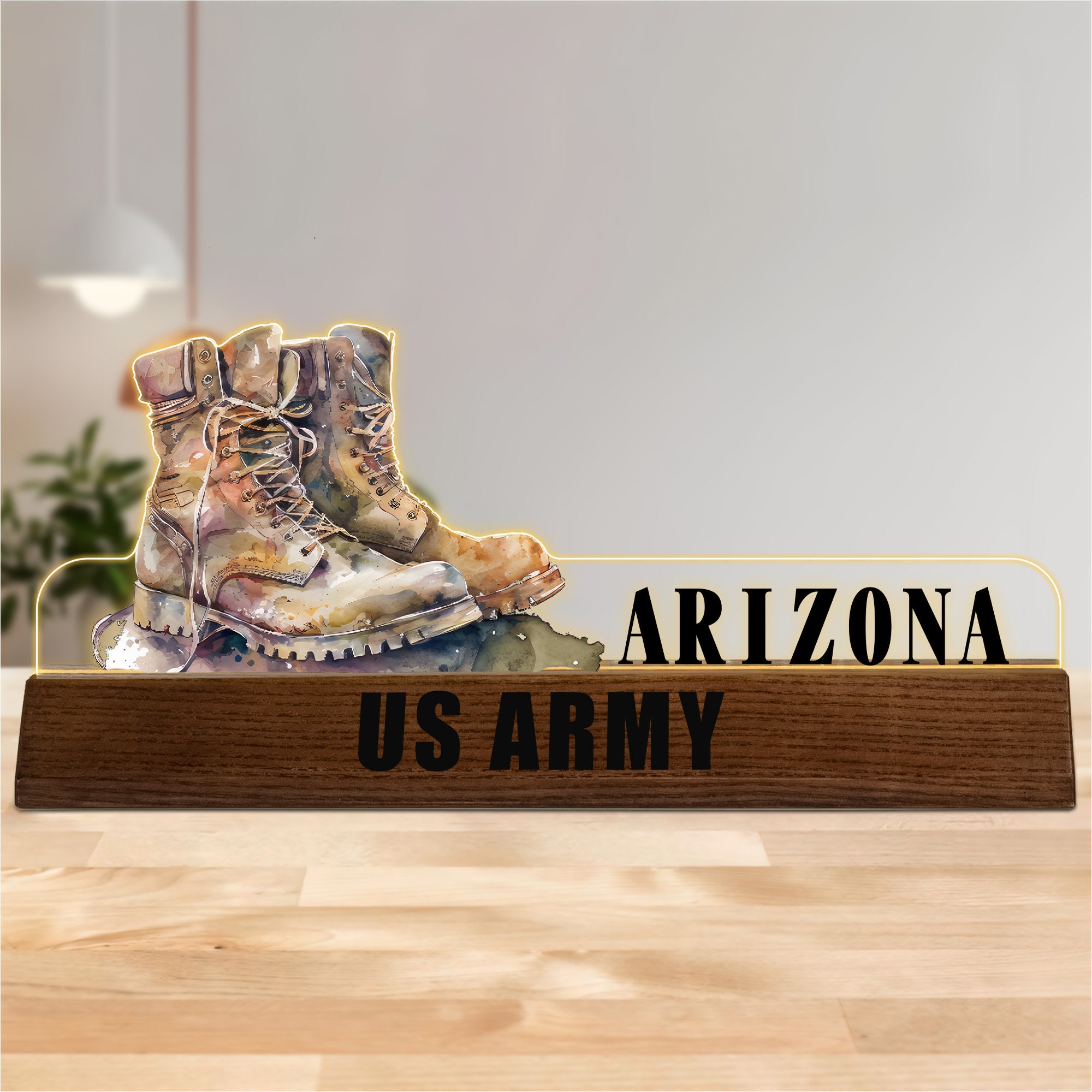 Personalized US Army Acrylic Plaque, Acrylic Name Plate With Wooden ...
