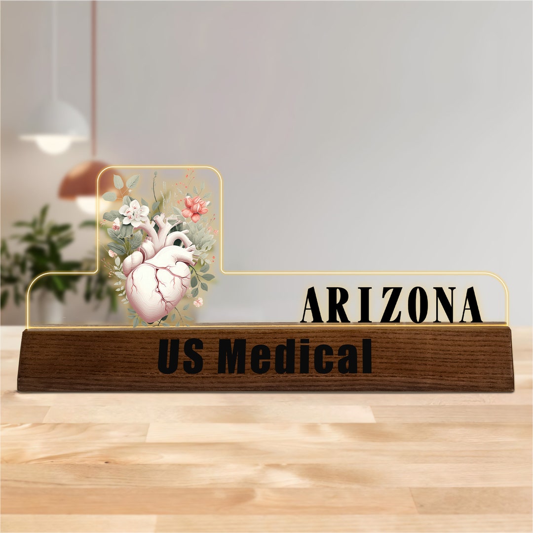 Customized Floral Heart Desk Name Plate, Acrylic Desk Name Plate With ...