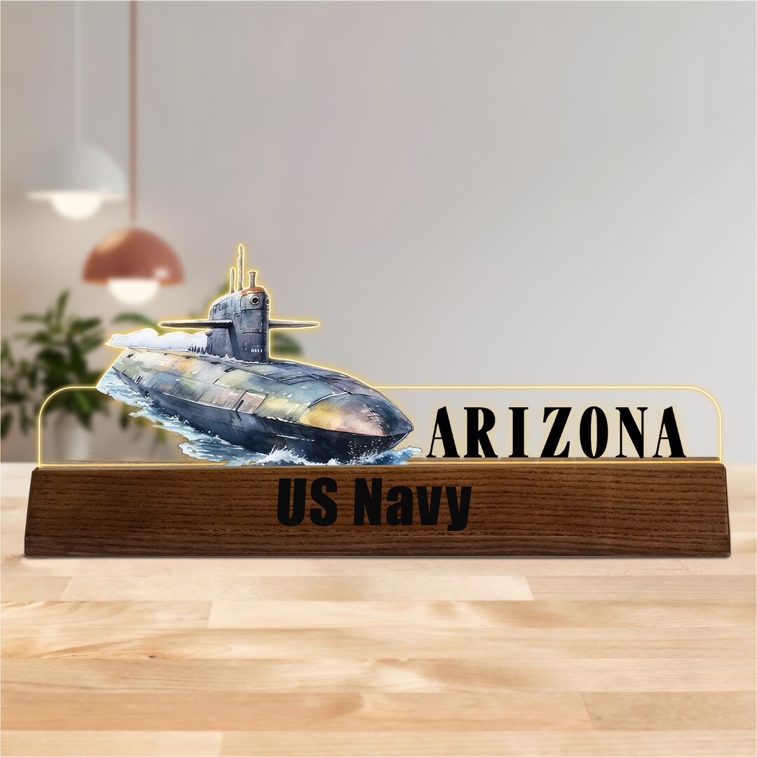 US Navy Desk Name Plate, Customized Acrylic Desk Name Plate With Wooden ...