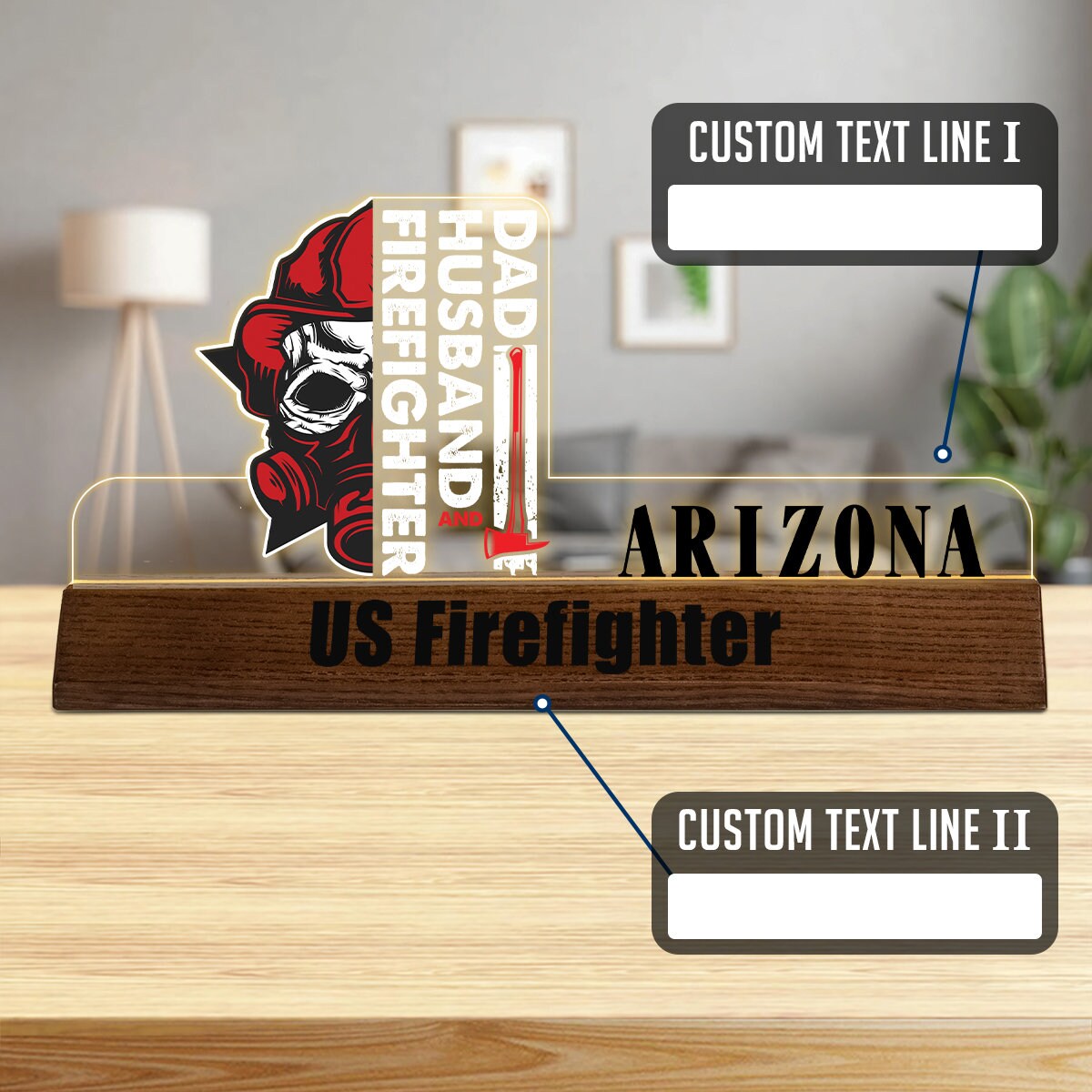 Fireman Acrylic Office Desk Name Plate, Fire Chief Nameplate, Fire ...