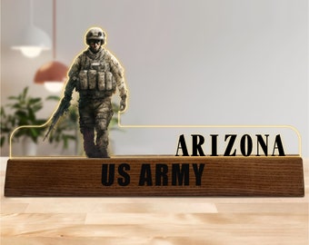 Custom Soldier Military Desk Name Plate Wedge Personalized American ...