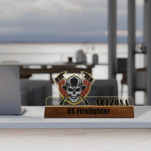Customized Firefighter Desk Name Plate, Personalized Fireman Nameplate ...