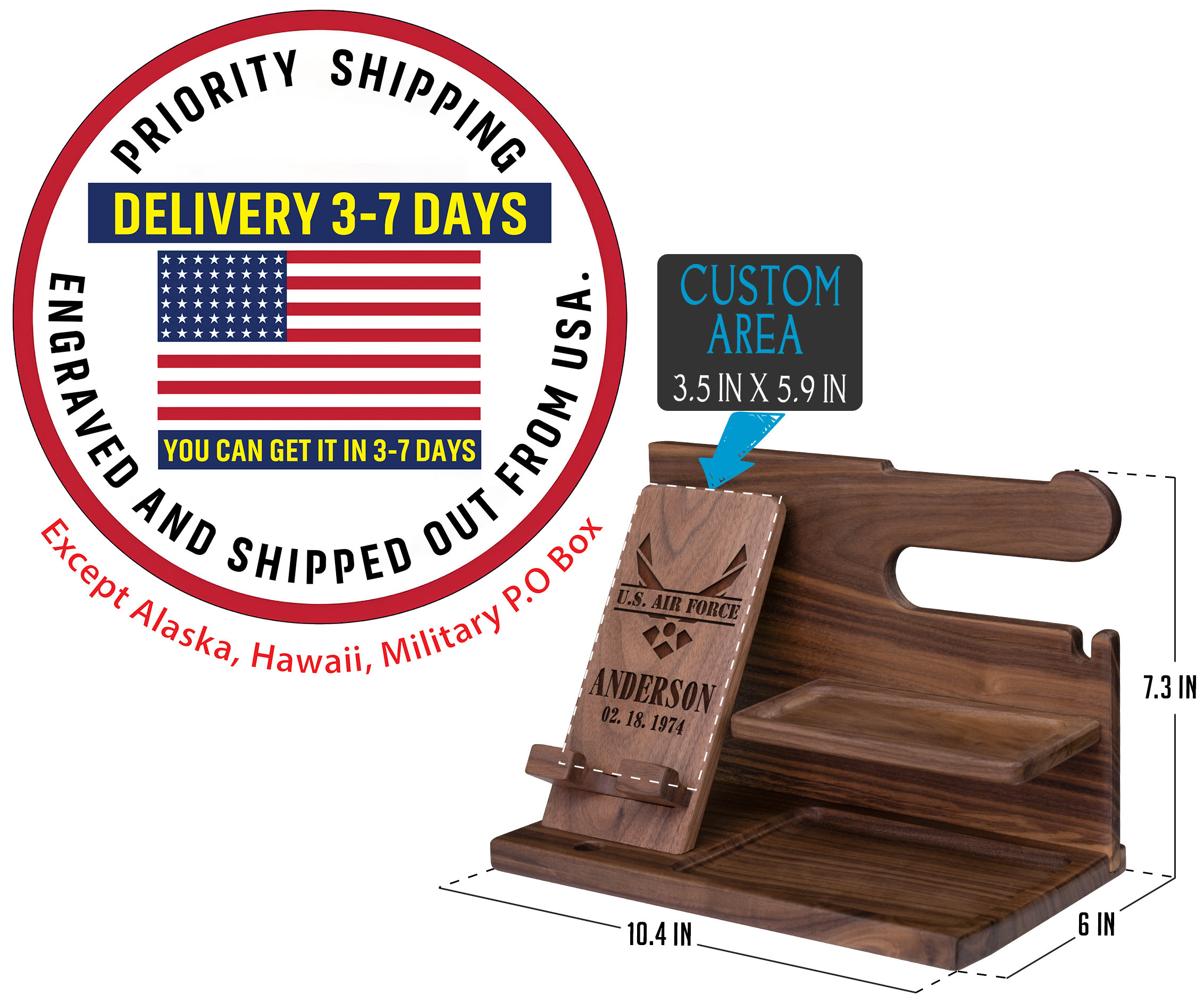 Personalized Space Force Gifts, Docking Sation Organizer, Phone Stand ...