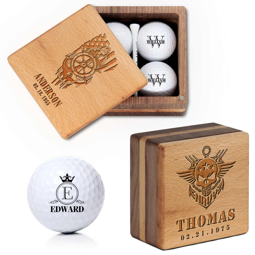 Personalized Navy Gift, Golf Ball Marker Gift With Luxury Wooden Box ...