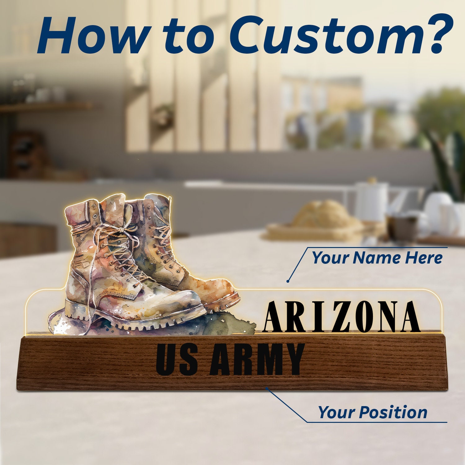 Personalized US Army Acrylic Plaque, Acrylic Name Plate With Wooden ...