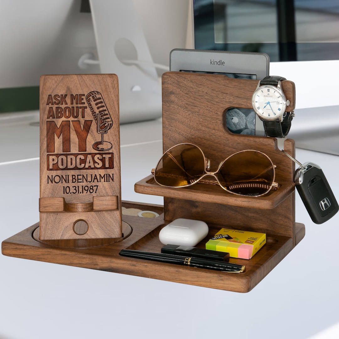 Personalized Gift for Podcast Lovers, Docking Station Organizer, Custom ...