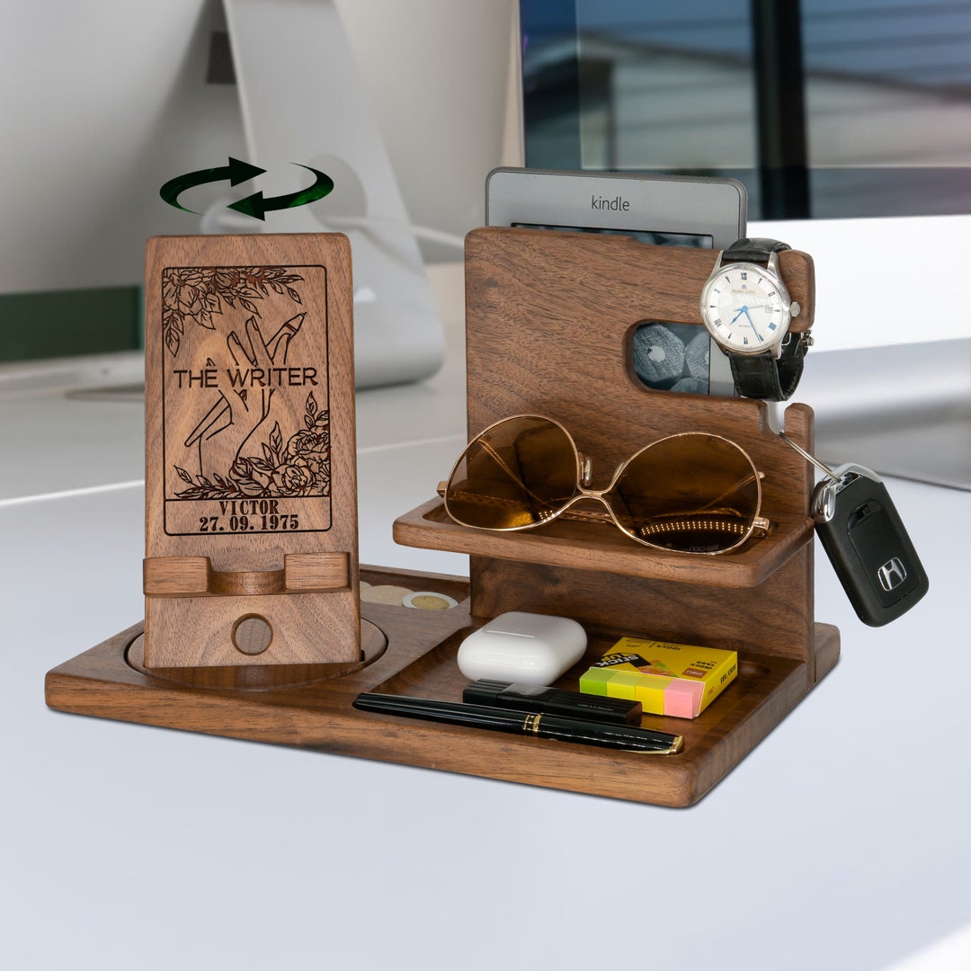 Custom Writer Gift, Docking Station, Desk Organizer, Phone Holder ...