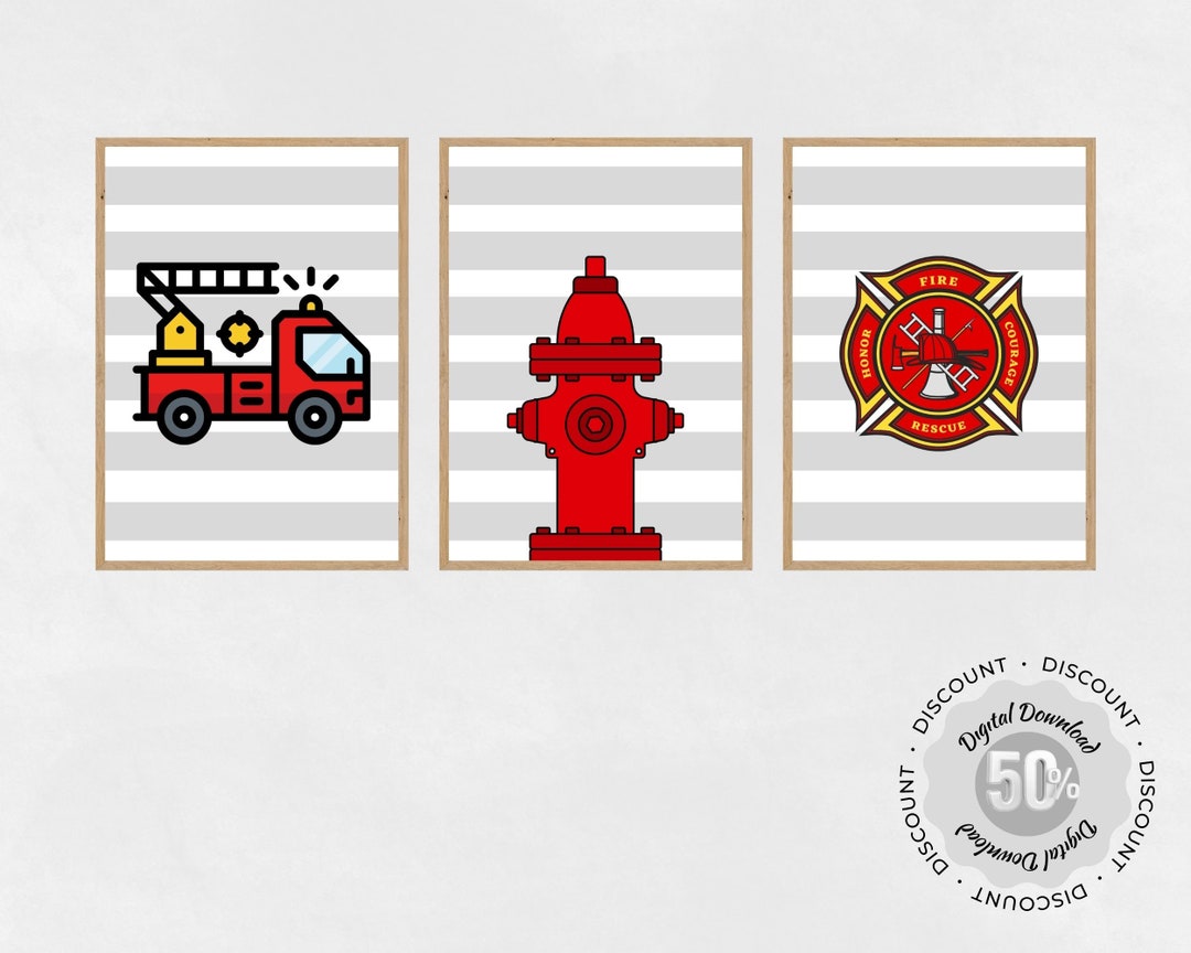 Fire Truck Nursery Art Fire Truck DIGITAL Prints Printable - Etsy