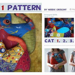 Patchwork Cat-1 Pillow - PDF Sewing Pattern / Stuffed Animal - Etsy